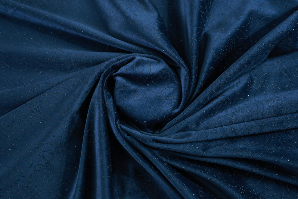 NAVY BLUE EMBROIDERY VELVET FABRIC – The Legacy Studio